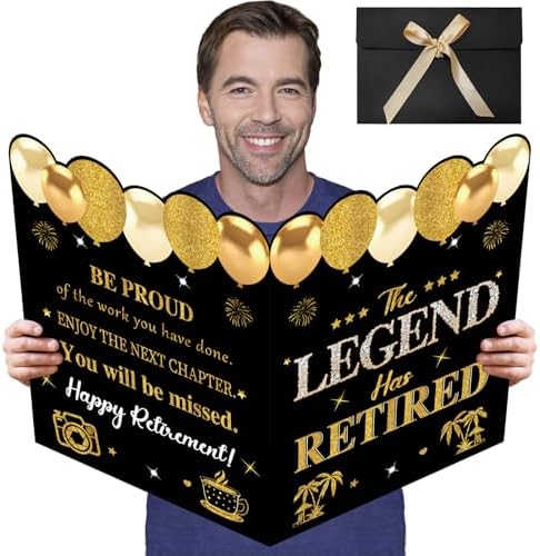 Amazon.com : Uiorgui Retirement Card for Man Woman, Black Gold Large ...