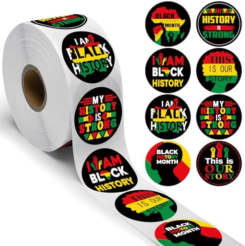 Amazon.com: Harloon 1000 Pcs Black History Month Stickers Bulk, Roll ...