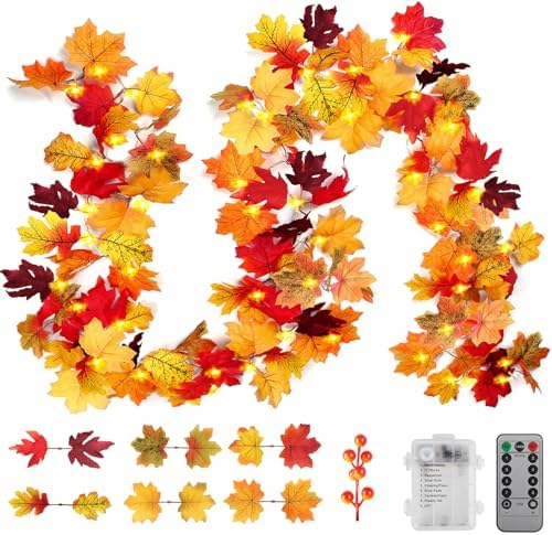 Amazon.com: Fall Decor Lighted Fall Garland 45 LED Outdoor String ...