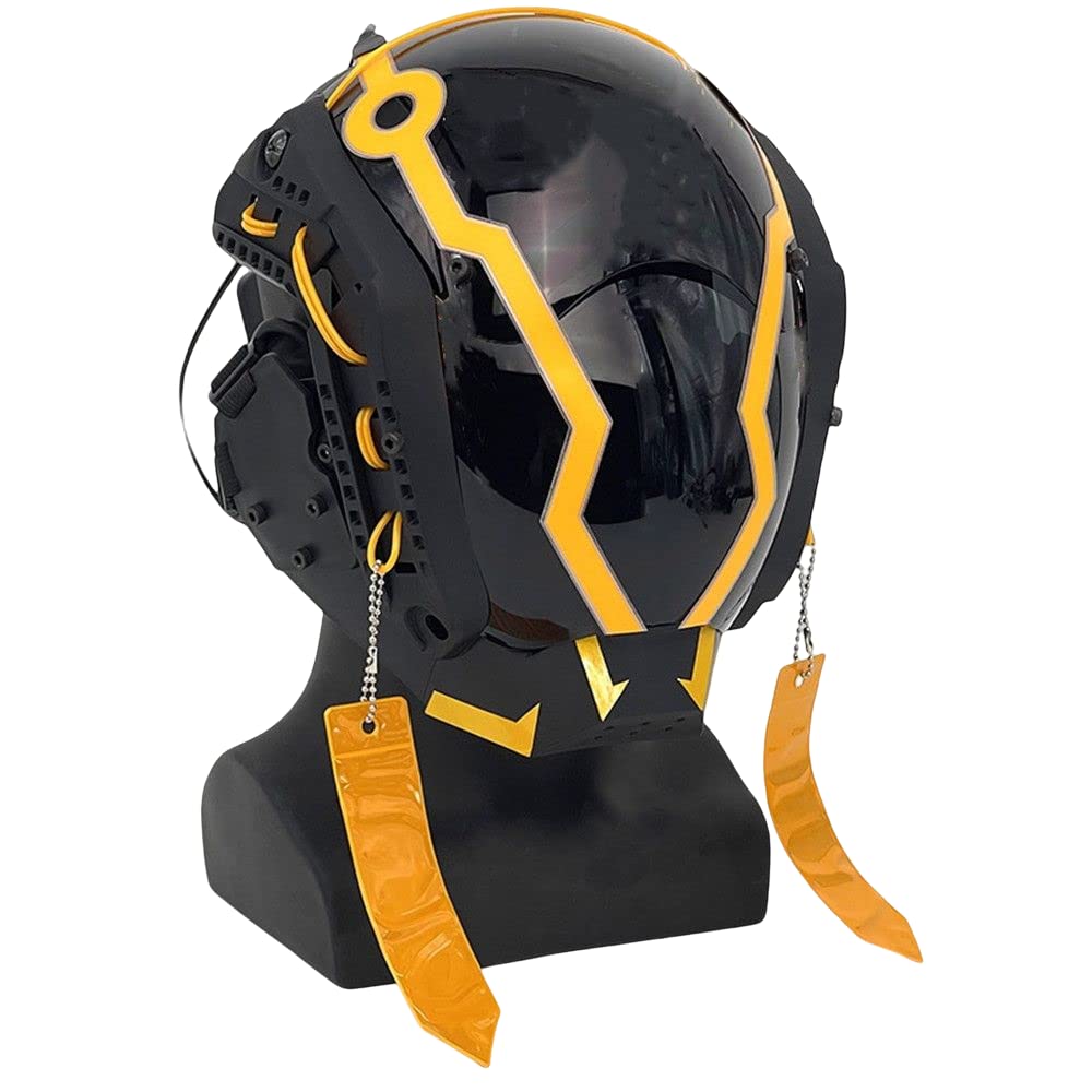 Techwear Cosplay Cyberpunk Mask Helmet with Lights Futuristic Punk Full ...