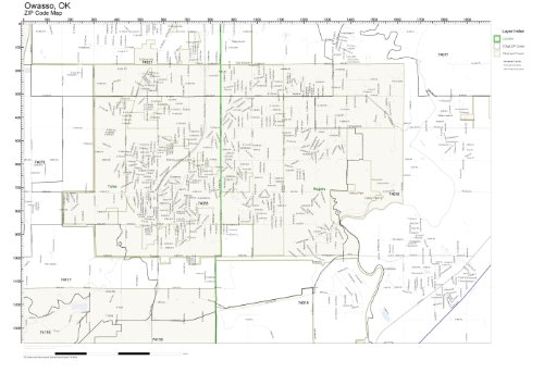 ZIP Code Wall Map of Owasso, OK ZIP Code Map Laminated: Amazon.com ...