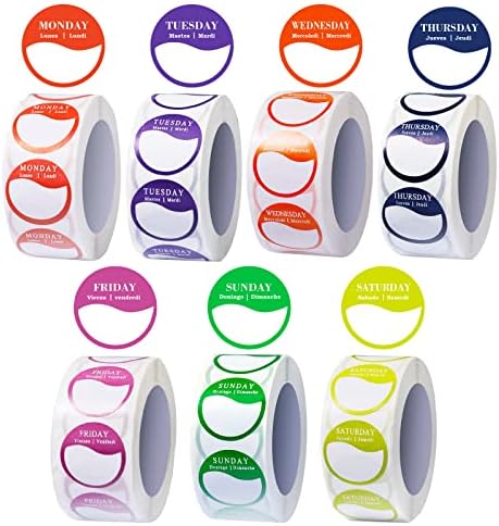 Amazon.com : 3500pcs Day Mark Labels, 7 Rolls Monday Through Sunday ...
