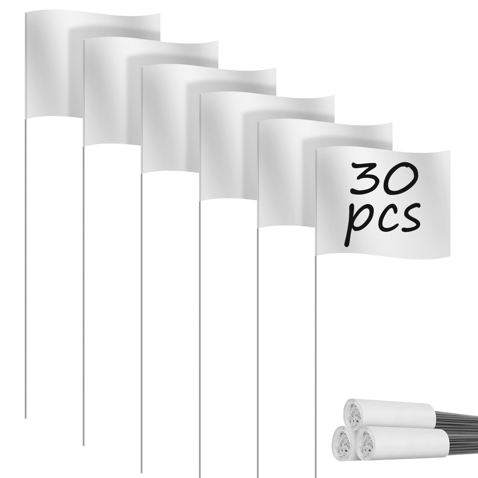 Snapklik.com : IKAYAS 4 5 15 Inch PVC Small Lawn Marking Flags - 30 ...