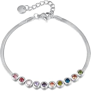 Amazon.com: Vinoya Birthstone Tennis Bracelets for Women Rainbow Cubic ...