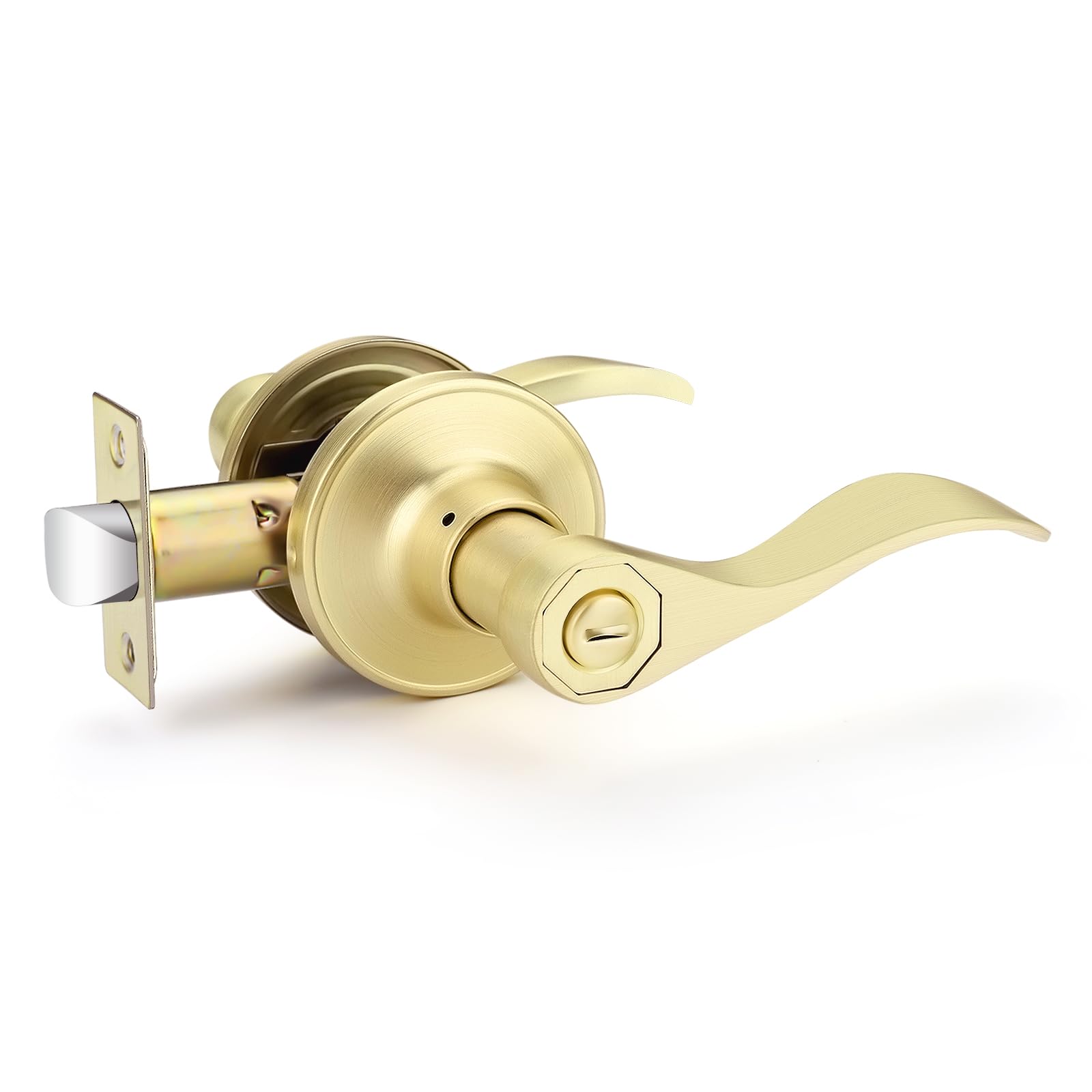EHOMEWARE 1 Pack Gold Door Handle, Brass Interior Door Handle Privacy ...