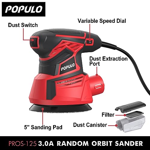 Snapklik.com : POPULO 30A(350W) Random Orbital Sander,5 Electric Sander