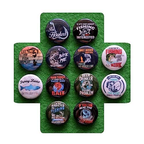 Amazon.com: Fishing Enthusiast Pinback Buttons/Set of 12/4 Size Options ...