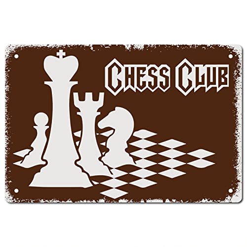 CREATCABIN Chess Club Tin Signs Metal Vintage Sign Wall Art Decor ...