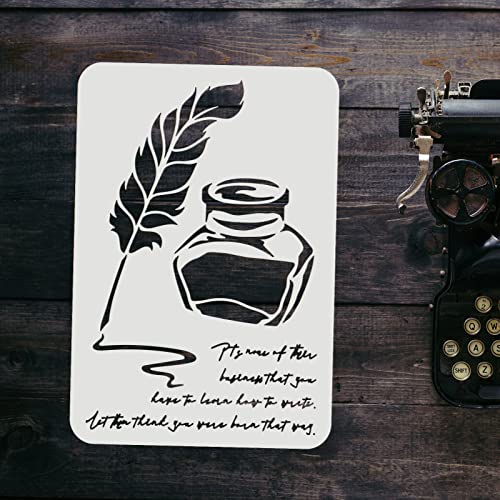 FINGERINSPIRE Writing Stencils 29.7x21cm Reusable Feather Stencil for ...