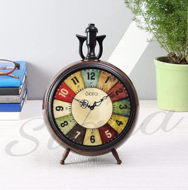 Siara Table Clock Antique Style Office and Home Decor Items : Amazon.in ...
