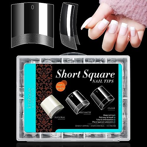 Amazon.com: krofaue Extra Short Square Fake Nails - Acrylic Nail Tips ...