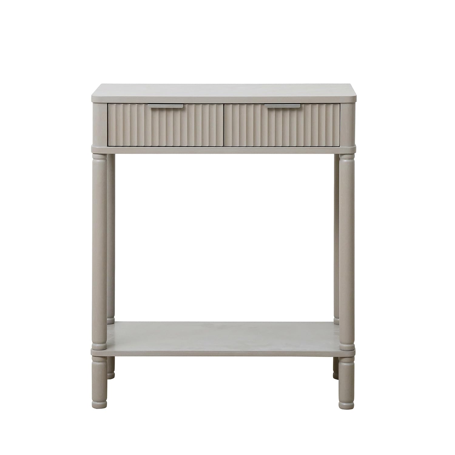 60cm Slim Console Table with 2 Drawers, Modern Taupe Wooden Entryway ...