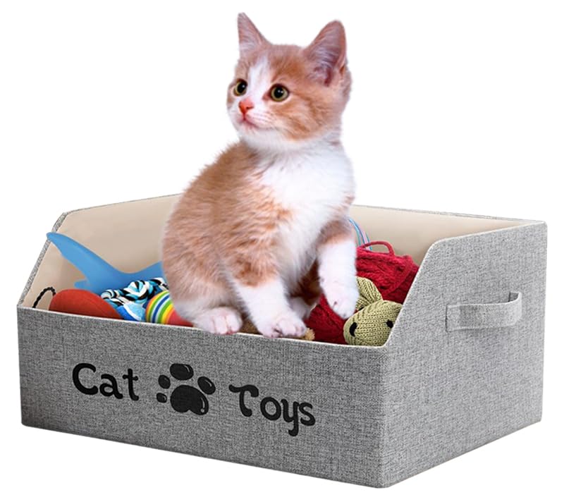 Amazon.com: BinWhiz 19.7 in Cat Toy Bin, Cat Toy Storage Box Kitten Toy ...