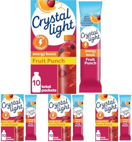 Amazon.com : Crystal Light Energy Boost Fruit Punch Drink Mix, 10 ct On ...