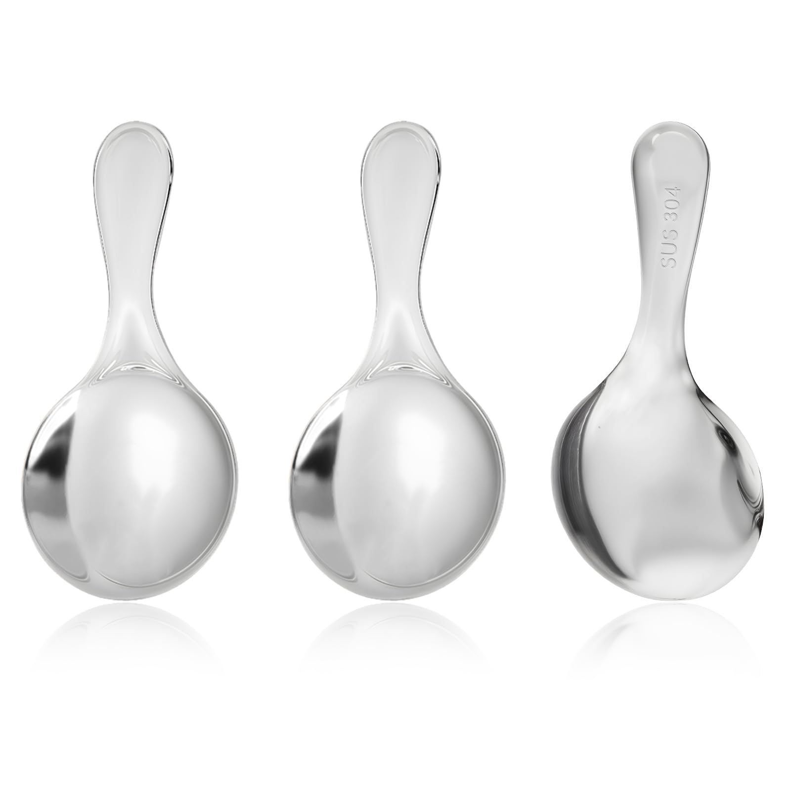 Amazon.com: 3 PCS Short Handle Spoons, Silver Mini Scoops, 304 ...