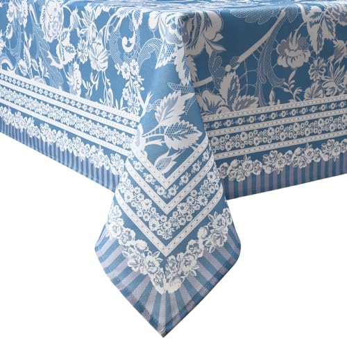 Amazon.com: Alishomtll Square Tablecloth 55x55 Inch, Blue Floral Table ...