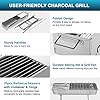 IRONWALLS Portable Charcoal Grills, L 32” x W 8” x H 31” Stainless Steel Folding Yakitori Grill ...
