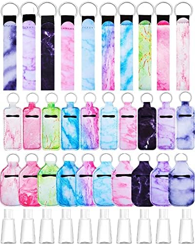 Amazon.com: Geiserailie 40 Pcs Hand Sanitizer Keychain Holder Set ...