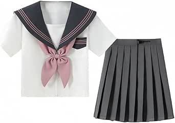 Amazon.co.jp: [EDREES] セーラー服 地雷系 レディース JK制服 レディース ひざ上 3点セット セーラーカラー 蝶結び ブラウス ハイウエスト プリーツスカート 女の子 ...