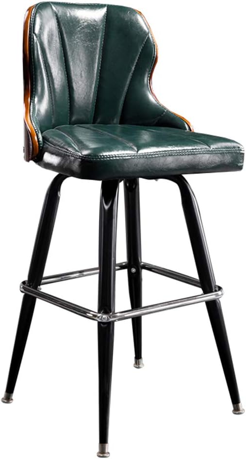 Amazon.com: Barstools Vintage High Stool with Back Faux Leather Swivel ...