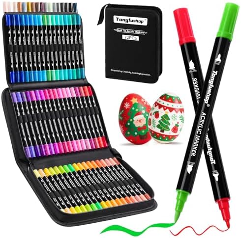 Amazon.com: Tongfushop 72 Colors Acrylic Paint Markers, Dual Tip ...