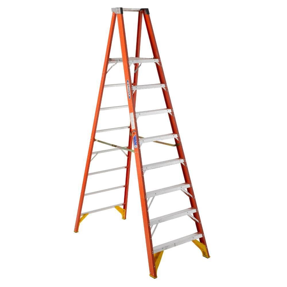 Werner 8 Ft Fiberglass Step Ladder With Shelf 300 Lb