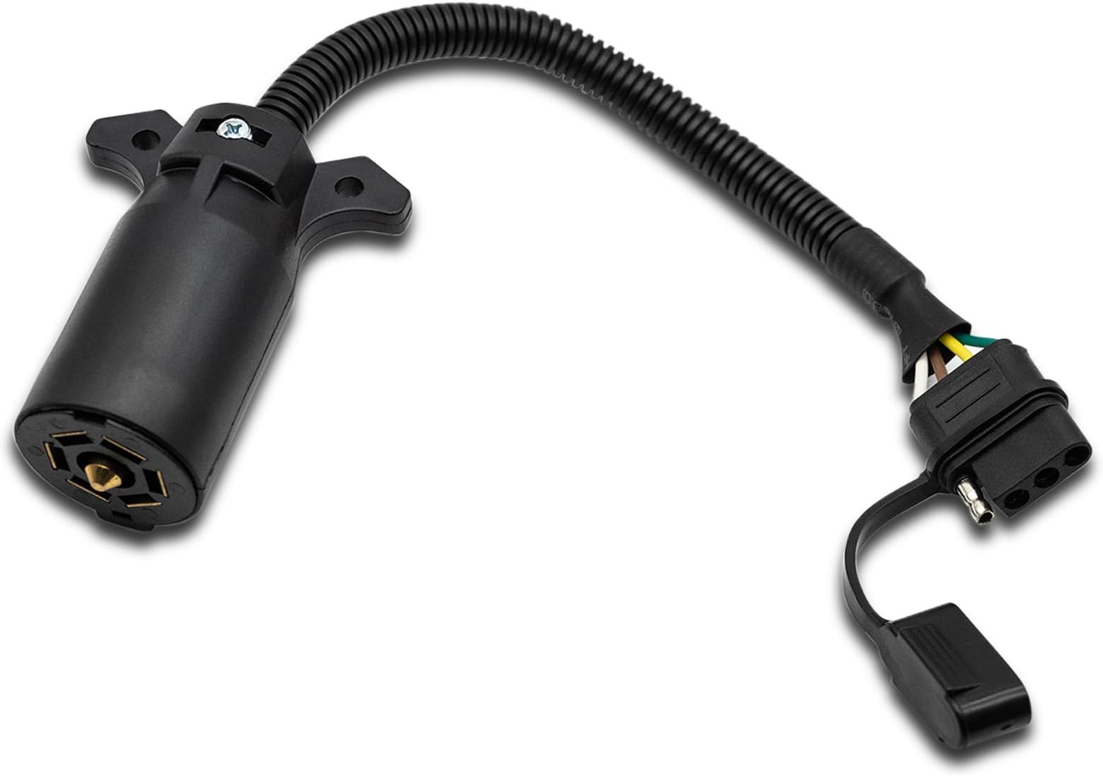 Amazon.com: AUTOXBERT 7 Way Round to 4 Way Flat Coiled Trailer Adapter ...