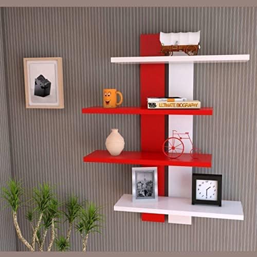 Mehak store Glossy Double Patti Wall Shelf MDF (Medium Density Fiber ...
