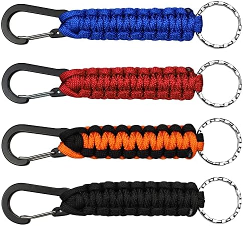 5 Pack Professional Paracord Keychain with Carabiner Clips, Paracord ...