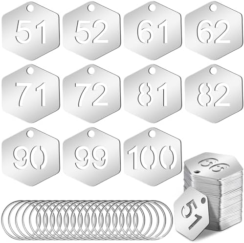 Amazon.com : Yaocom 50 Pcs Hollowed Stainless Steel Number Tags Metal ...