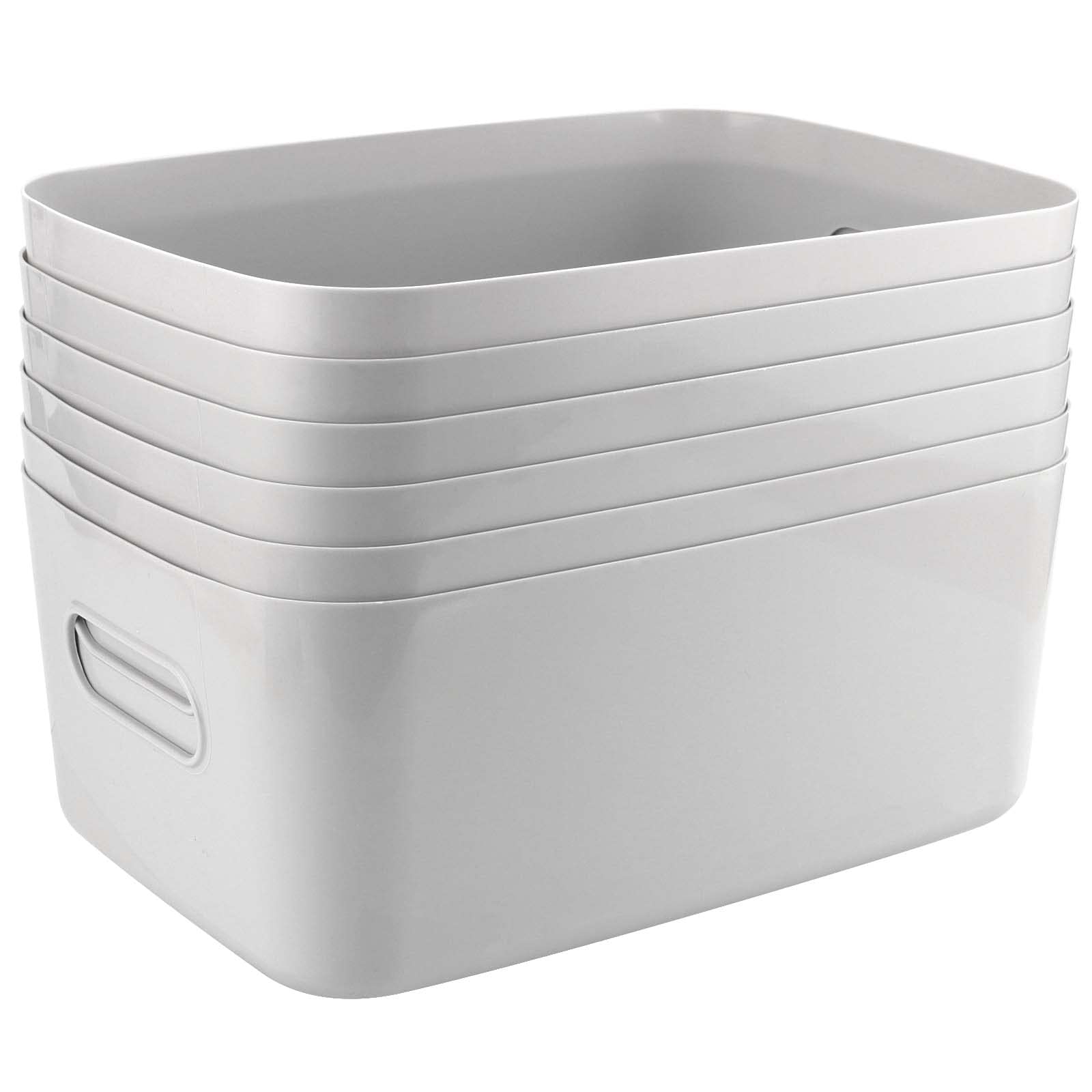 JEUIHAU 6 Pack 30 x 20 x 12cm Grey Plastic Studio Storage Baskets ...