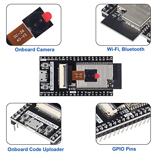 2Pcs ESP32 CAM Camera Module ESP32-WROVER Board with Camera Wireless Bluetooth Development Board ...