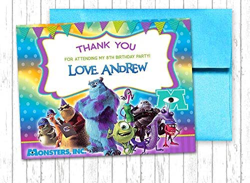 Amazon.com: 10 Monsters Inc Purple and Teal Custom Thank You Cards 4 ...