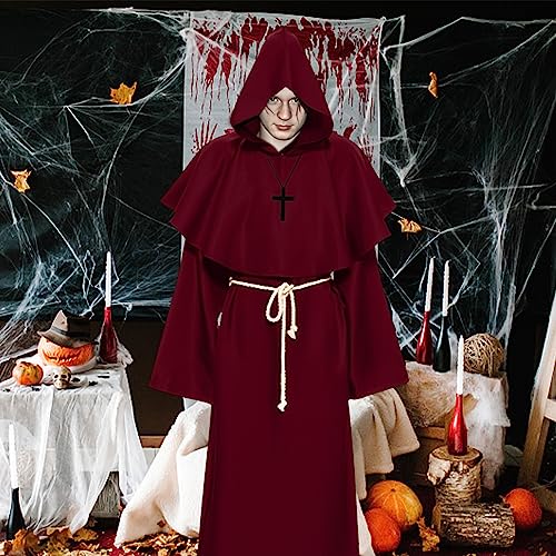 Kitimi Monk Costume Adult Men, Hooded Monk Robe Outfit, Costume ...