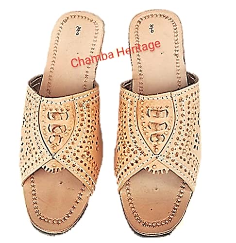 Chamba Chappal Genuine Leather Slipper/Sandal/Jutti 54 Biege: Buy ...