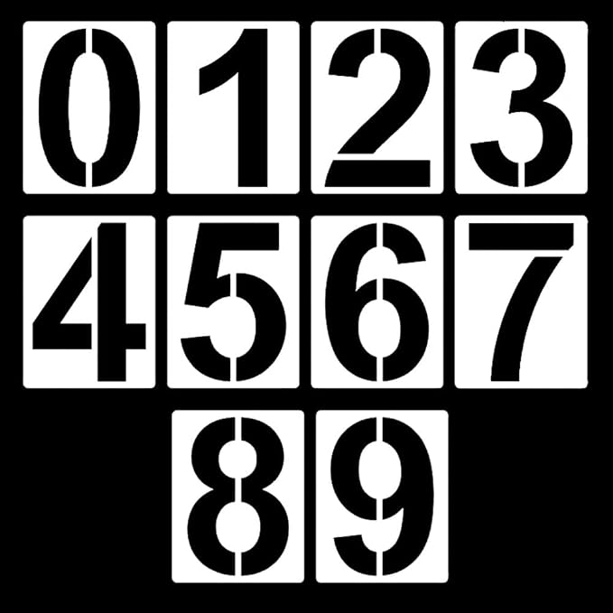 25 cm (10”) Large Number Stencils Reusable Plastic Number Stencils 0 to ...