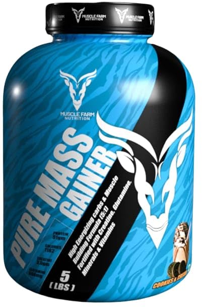 MUSCLE FARM NUTRITION Pure Mass Gainer Cookies And Cream 5 lbs / 2.26 ...