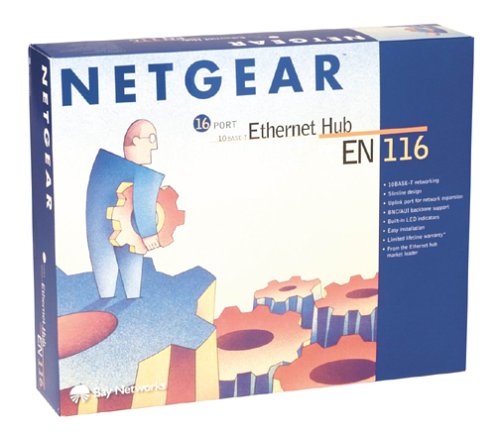 Netgear EN116 16-Port 10 Mbps Ethernet Hub RJ-45 with AUI/BNC & Uplink ...