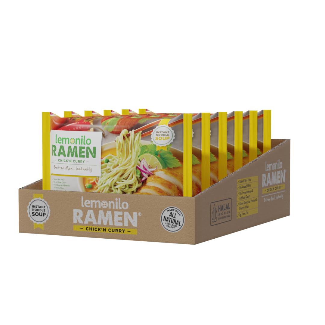 Amazon.com: Lemonilo Ramen - Chick'n Curry Soup - Healthy Instant Ramen ...