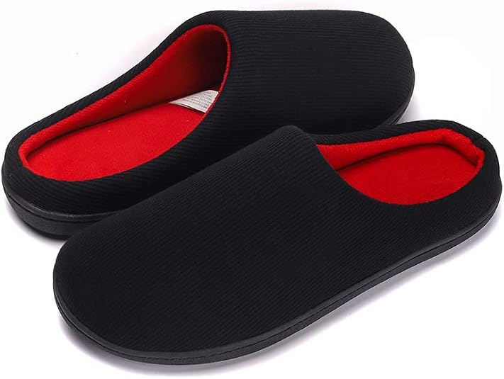 Amazon.com | PromArder Men's Cozy Memory Foam Slippers Two-Tone House ...