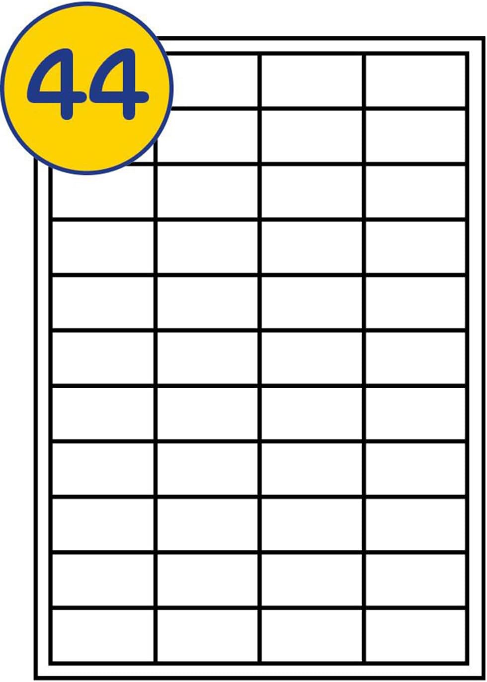 LABELS4U 500 Sheets A4, 44 Label per Sheet, Size 48.5 x 25.4mm (22000 ...
