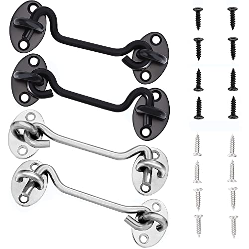 VENGABY 4Pcs Hook and Eye Latch,Cabin Hook Gate Hook Lock, Barn Door ...