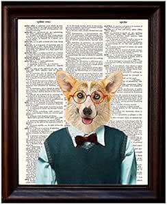 Amazon.com: Fresh Prints of CT Nerdy Corgi - Dictionary Art Print ...