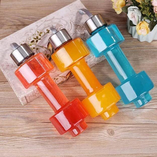 Freshware Plastic Dumbbell Shape Water Bottle Plastic Portable Dumble ...