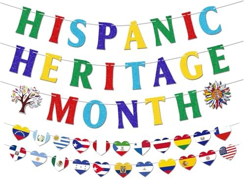 Amazon.com: Hispanic Heritage Month Decoration,Latin American Flags ...