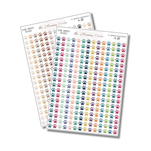 Amazon.com: Cat and dog paw print reminder icon planner stickers ...