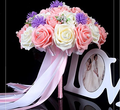 Hibiscus Wedding Bouquet Roses Realistic Faux Wedding Flowers Rose