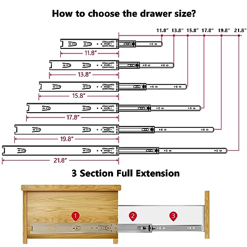 Snapklik.com : 22 Inch Drawer Slides, Drawer Slide Glides Ball Bearing ...