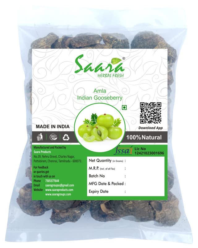 Saara HERBAL FRESH Dry Amla,100g, Dried Indian Gooseberries, Sukha Awla ...