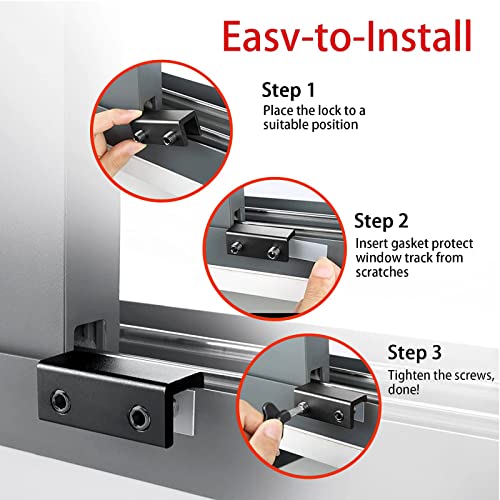 Snapklik.com : Window Locks Black, 4 Sets Sliding Security Window Lock